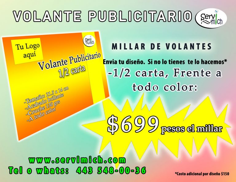 Volantes publicitarios 1/2 carta (1 millar Flyers) - SERVIMICH, su ...